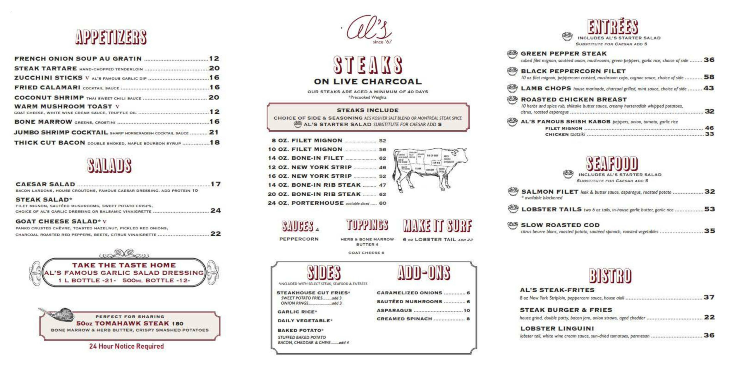 Menu | Al’s Steakhouse